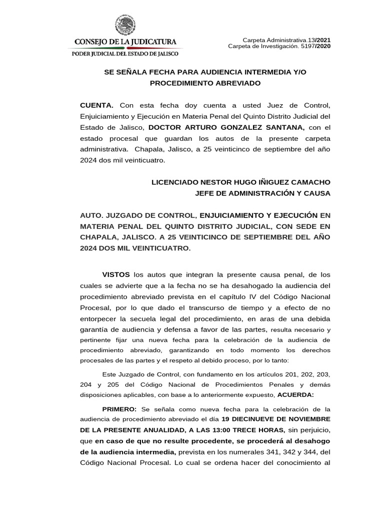 Audiencia Penal Reprogramada | PDF | Debido al proceso | Fiscal