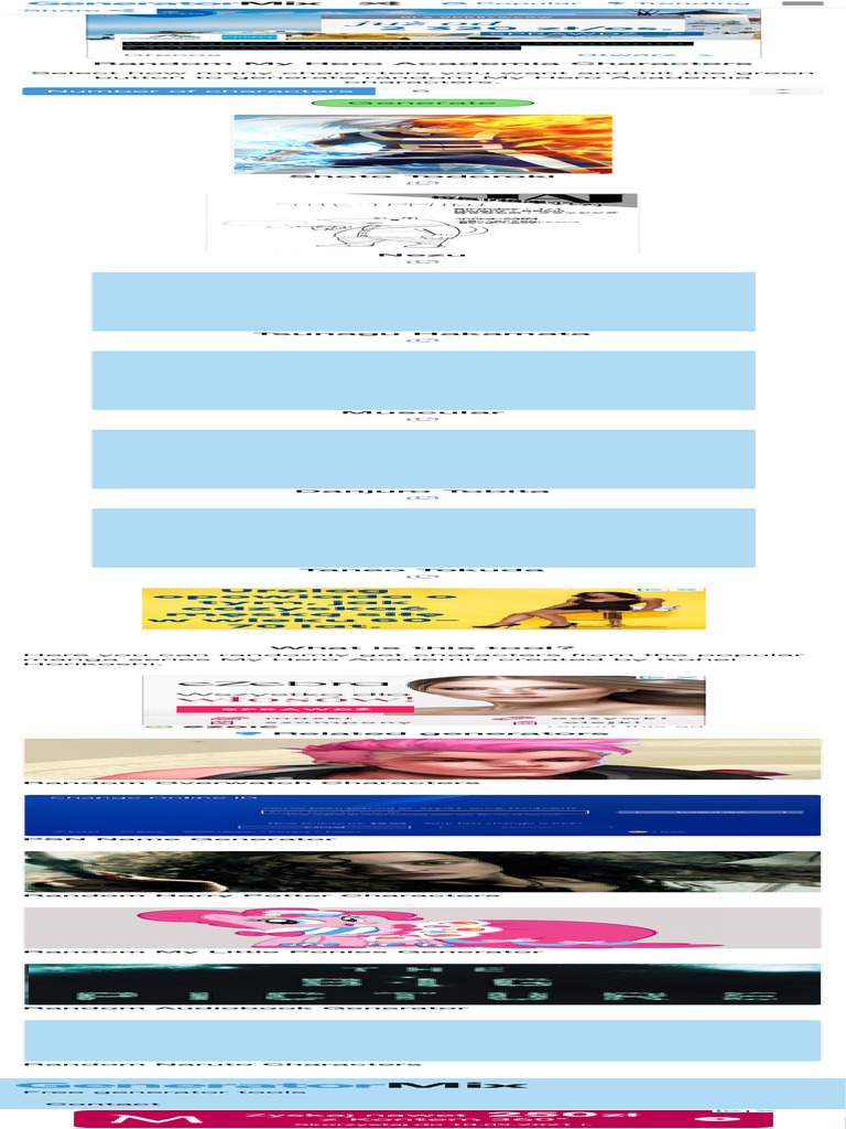 Random My Hero Academia Characters - GeneratorMix | PDF