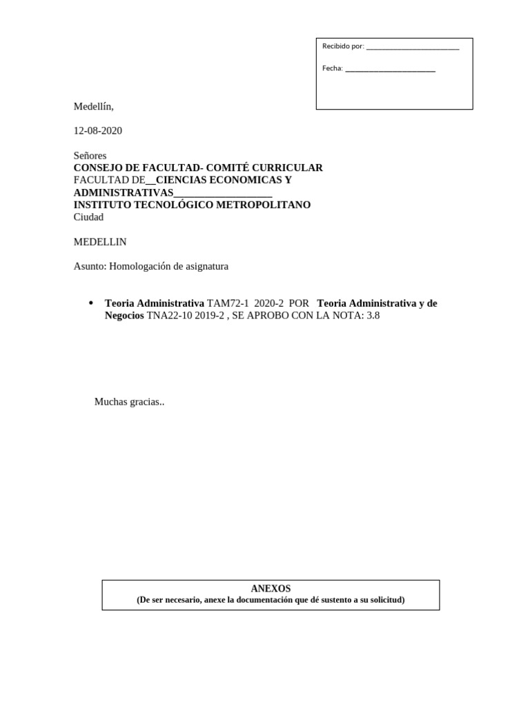 Formato Carta Al Consejo | PDF