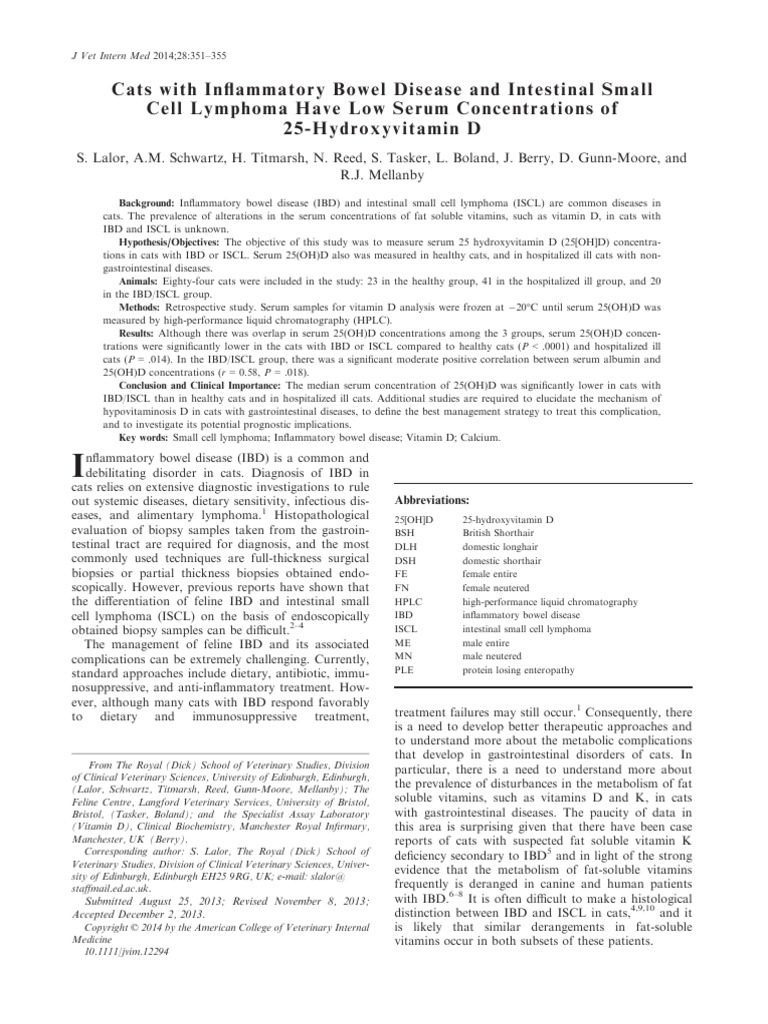 Vitamin D IBD ICIL cats | PDF | Inflammatory Bowel Disease | Vitamin D