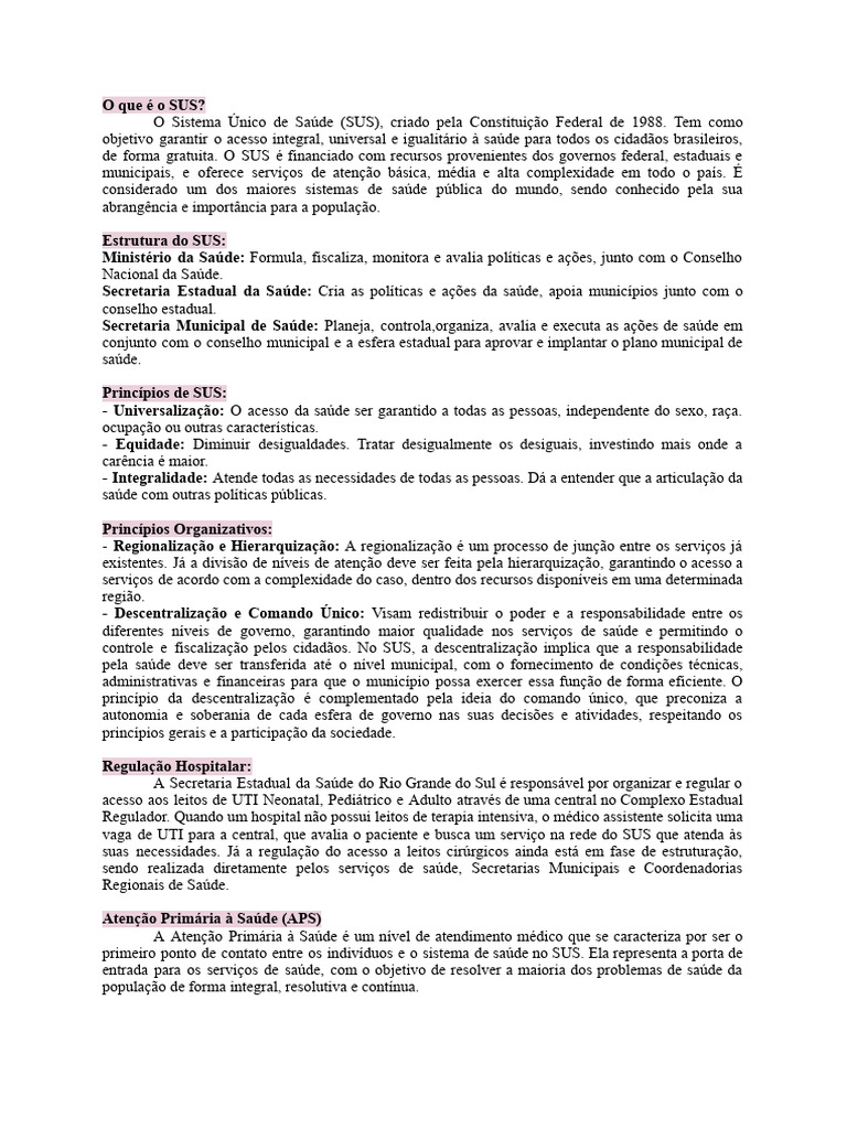 COMO SE ORGANIZA A REDE SUS | PDF | Epidemiologia | Unidade de ...
