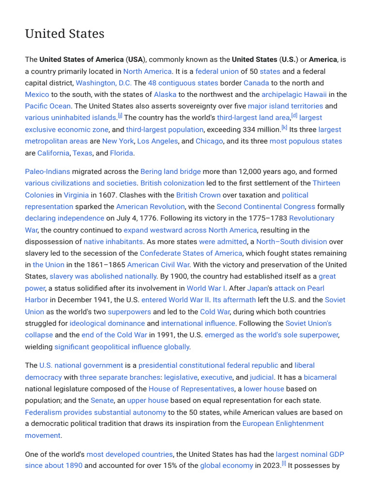 Overview of the United States History | PDF | Appeal | The United States
