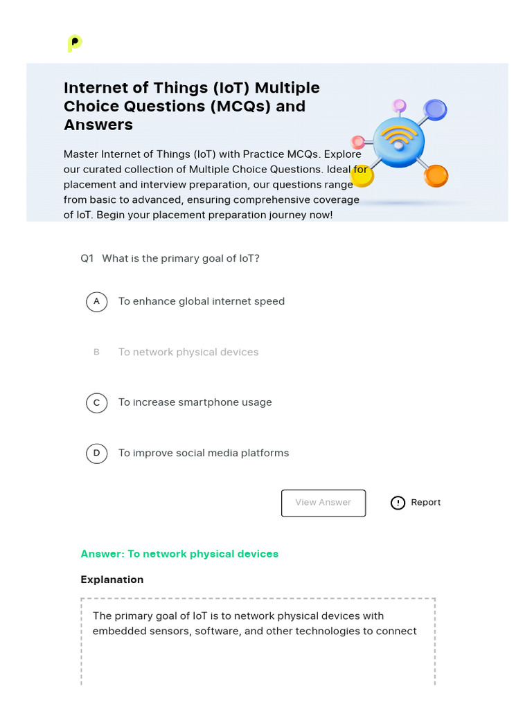 150+ 1 - Internet of Things (IoT) Multiple Choice Questions (MCQS) | PDF | Internet Of Things ...