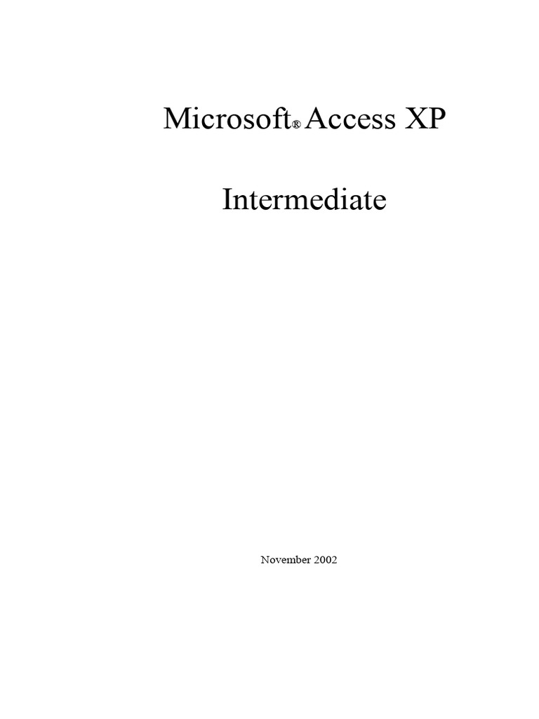 Access XP Intermediate | PDF | Microsoft Excel | Database Index