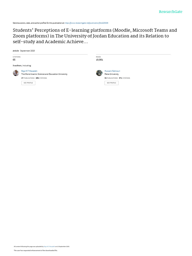 Students Perceptions of E-Learning Platforms | PDF | Survey Methodology ...