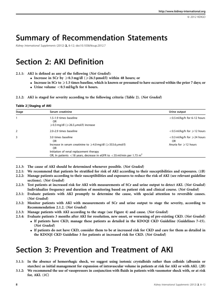 Pages From KDIGO AKI Guideline | PDF | Hemodialysis | Chronic Kidney Disease