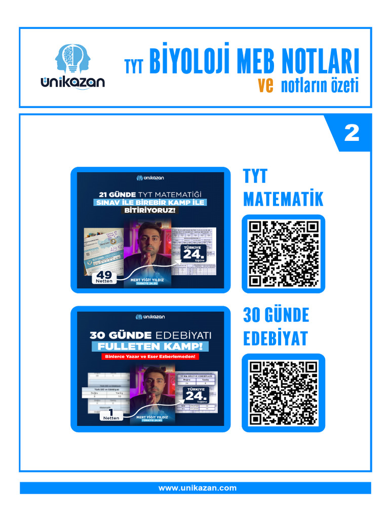 TYT Biyoloji MEB Not Özetleri 2 | PDF