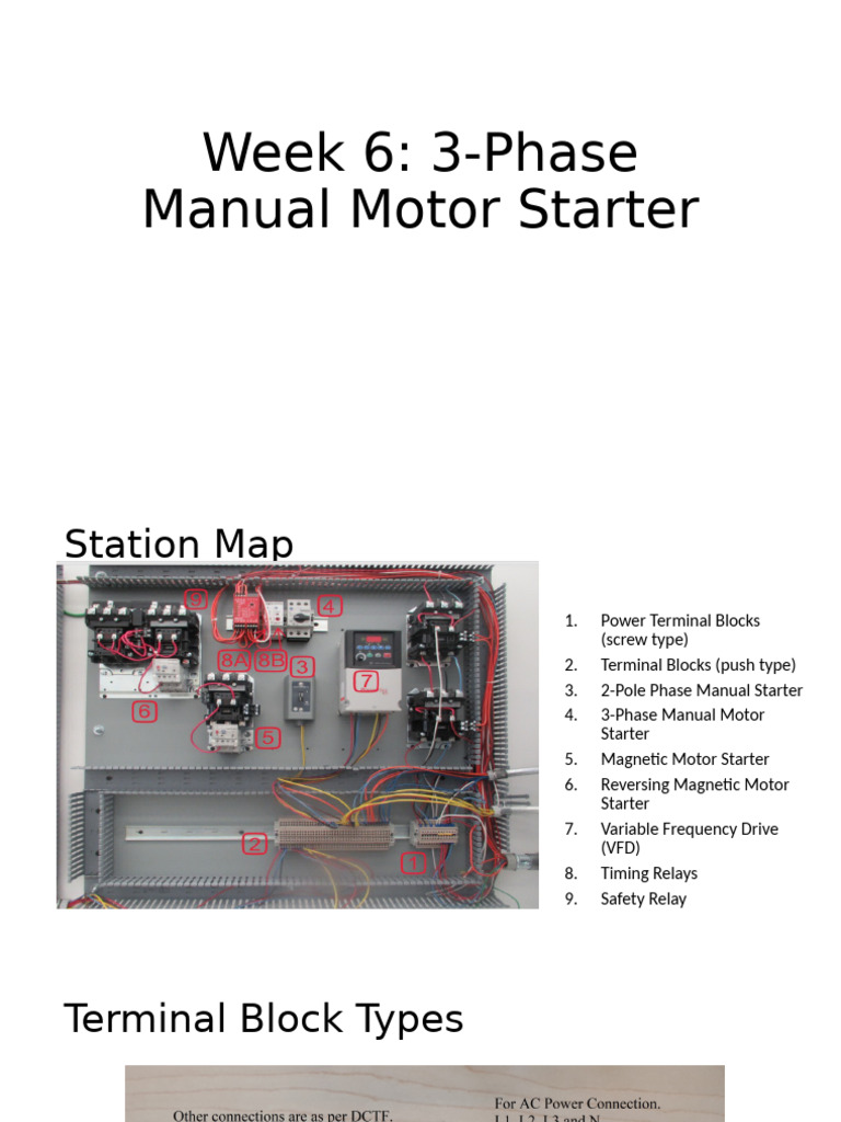 Week 6 3-Phase Manual Motor Starter | PDF | Electric Motor | Relay