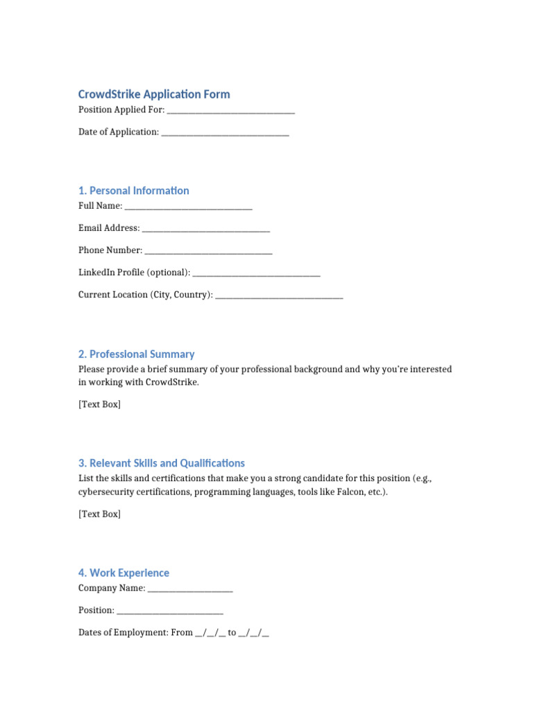 CrowdStrike Job Application Form | PDF