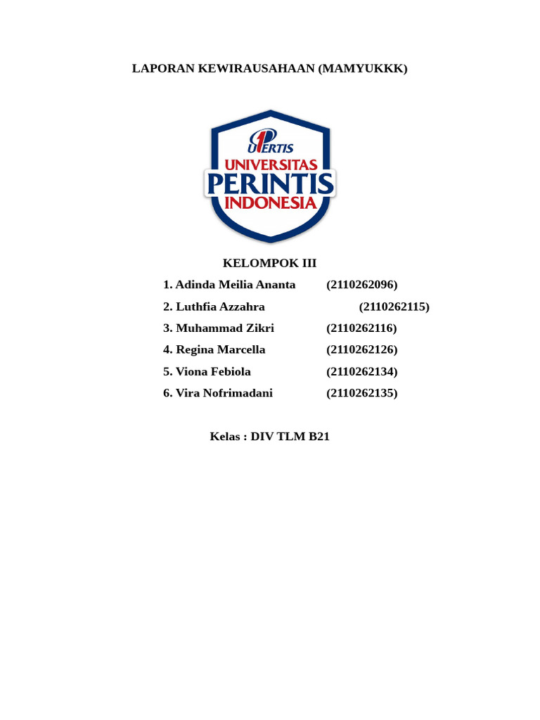 Laporan Kewirausahaan Kel III | PDF