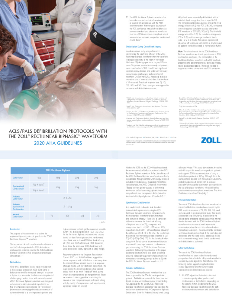 ACLS-ZOLL Defibrillation Protocols 2020 | PDF | Clinical Medicine ...