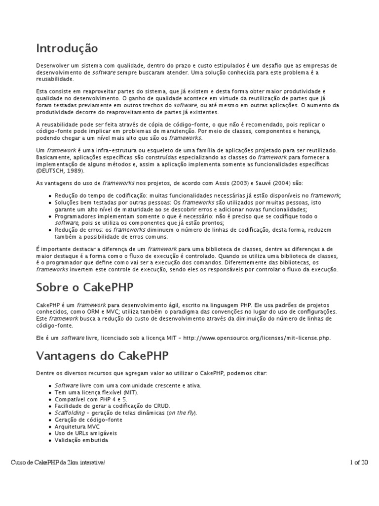 Cakephp | PDF | Framework de software | Php