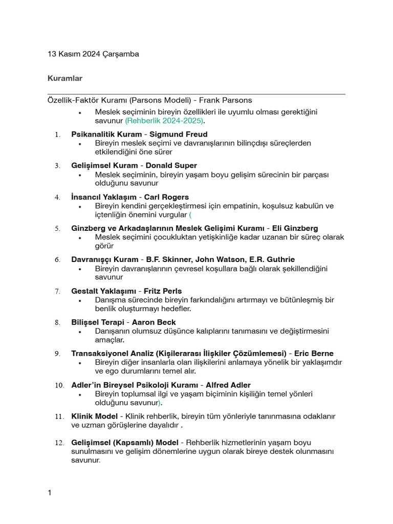 Rehberlik Ve Özel Öğretim Kuramlar | PDF