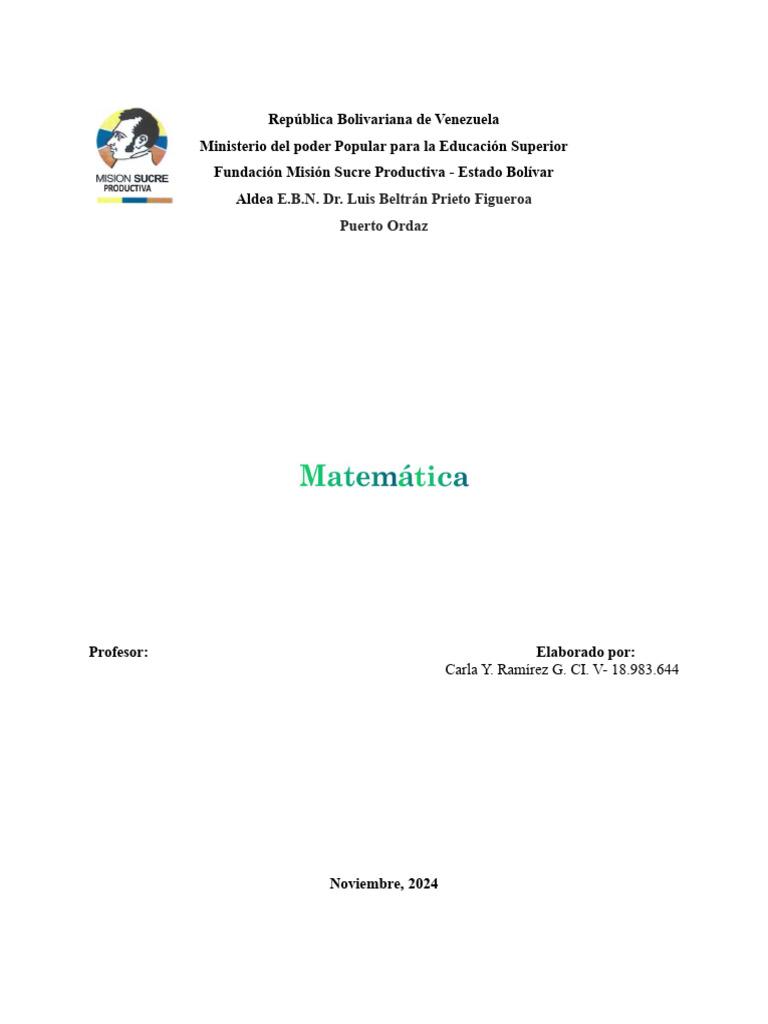 Trabajo de Matematica - Carla Ramirez | PDF | Ecuaciones | Números