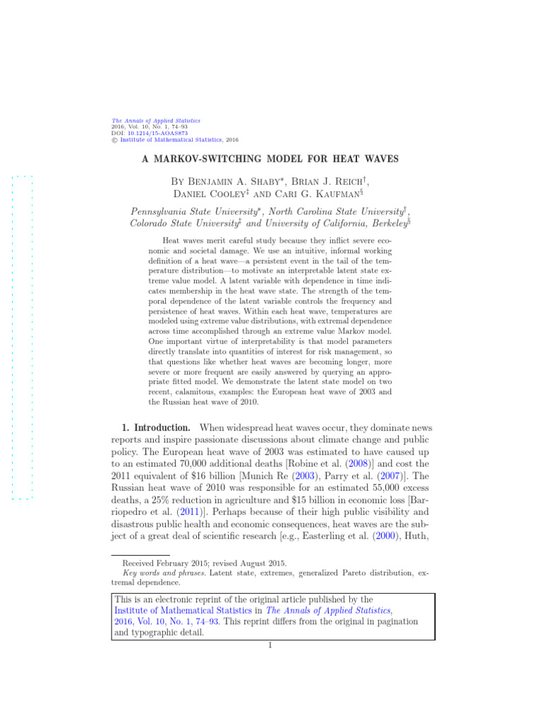 1405.3904 | PDF | Autoregressive Model | Markov Chain