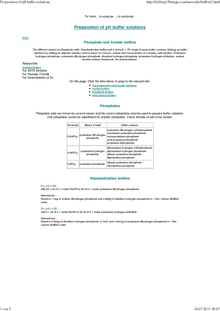 Preparation of PH Buffer Solutions | PDF | Buffer Solution | Ph