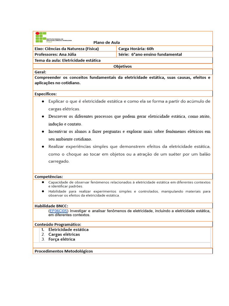 Modelo de Plano de Aula | PDF