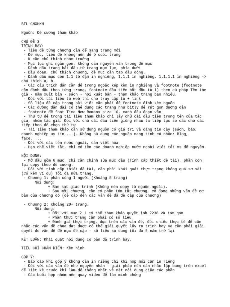 Hướng dẫn BTL CNXHKH | PDF