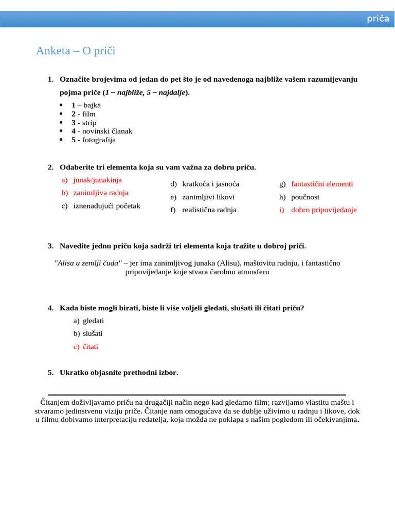 Anketa Prica 2 | PDF