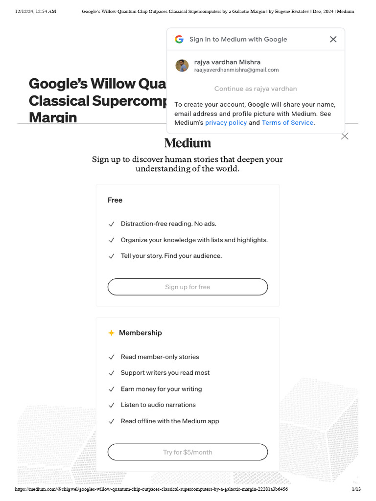 Google's Willow Quantum Chip Outpaces Classical Supercomputers by A ...