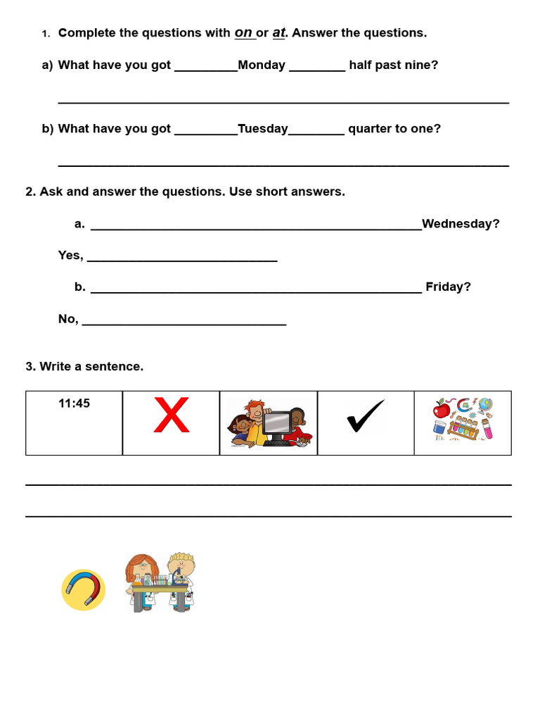 Prepositions Practice: On or At | PDF