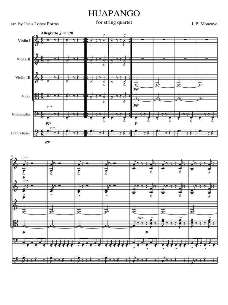 Huapango de Moncayo for String Quartet | PDF | Necked Lutes | Musical ...