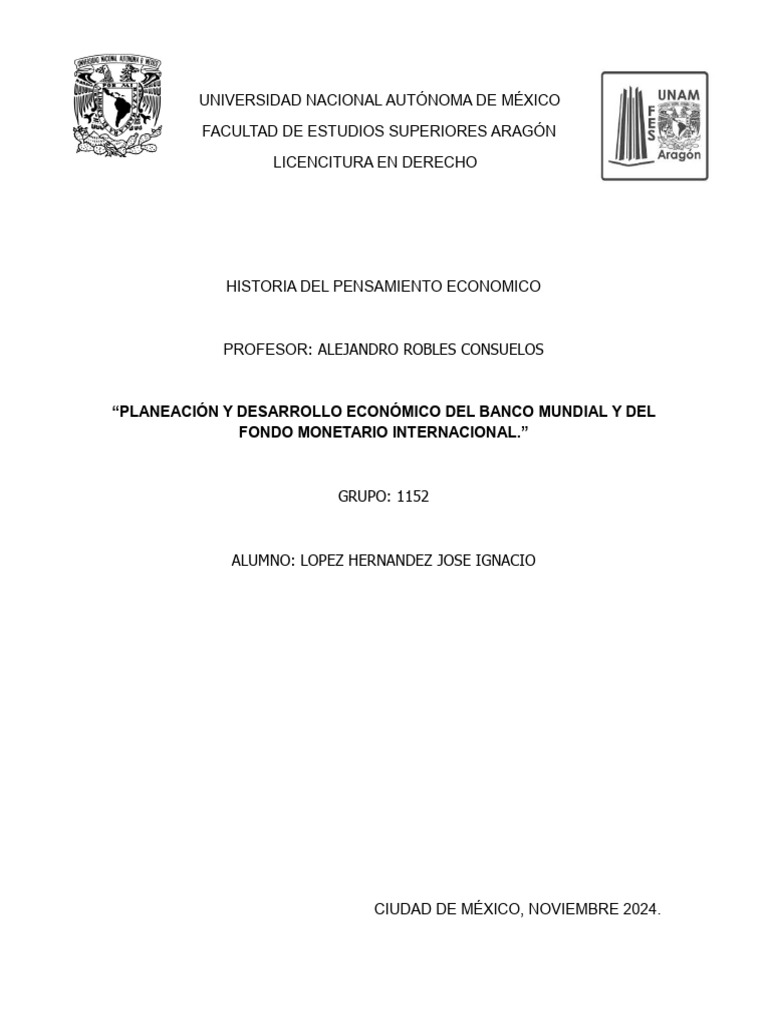 Planeación Económica BM y FMI | PDF | Fondo Monetario Internacional | Economias