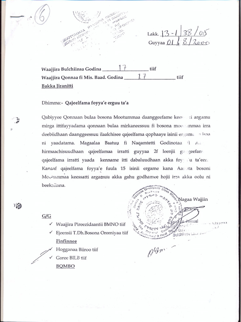 Qajeelfama Lafa Qonnaan Bulaa Bosona Keessaa | PDF