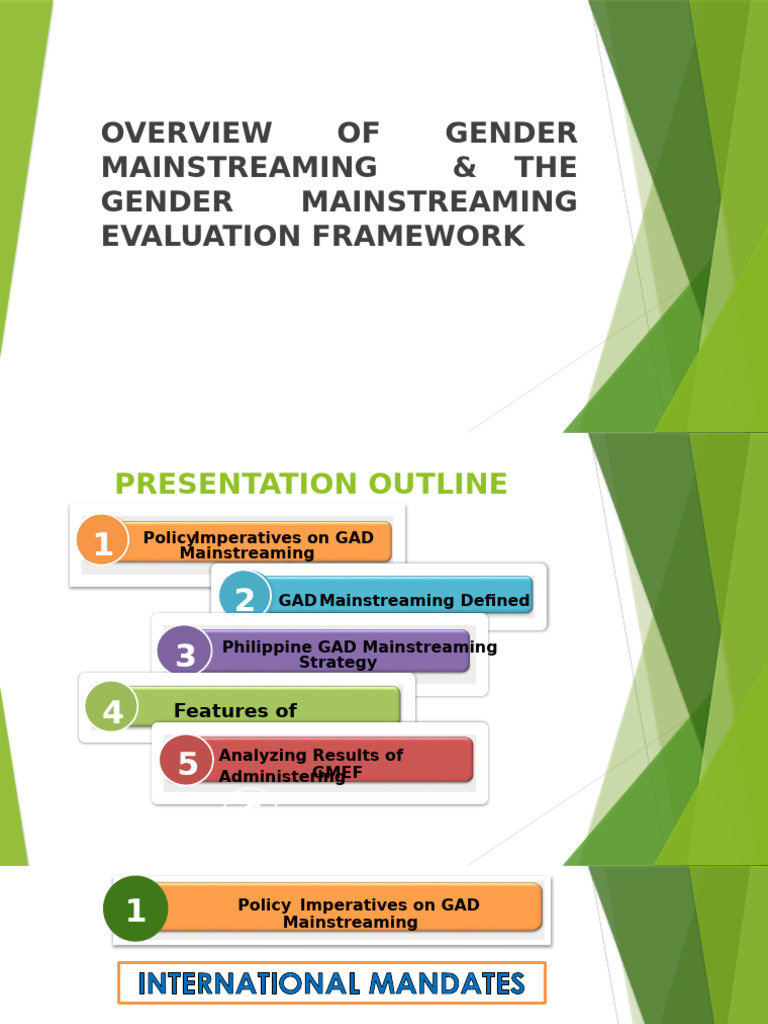 Overview of Gender Mainstreaming - pptx3 | PDF | Gender Mainstreaming | Policy