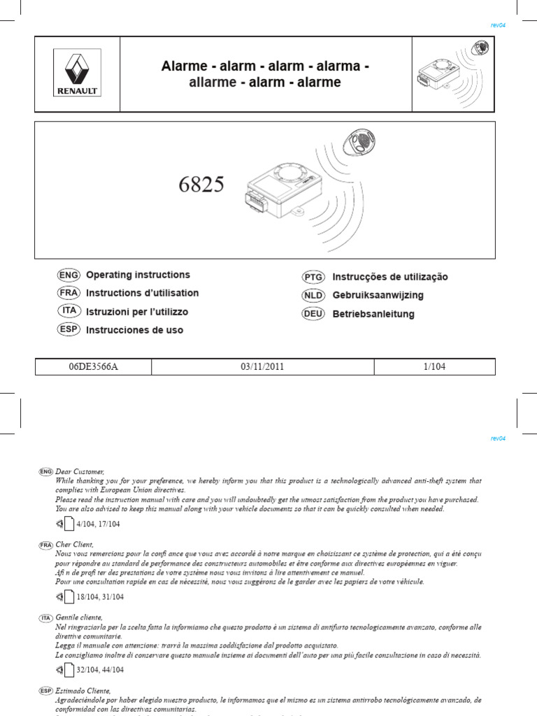 82 01 203 481twizy-Alarm-User-Manual | PDF | Remote Control | Radio