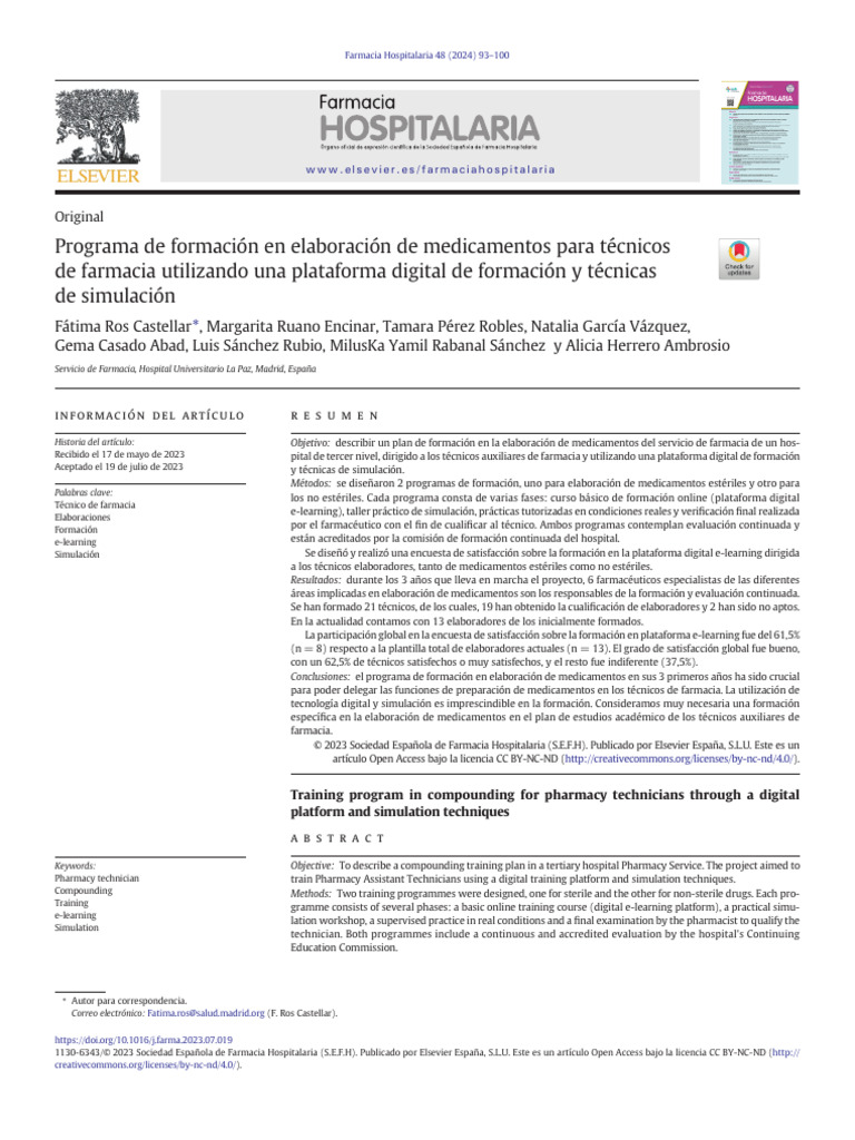 Programa de Formaci N en Elaboraci N de Medicamentos para T CN - 2024 - Farmacia | PDF ...