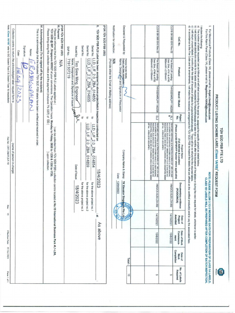 PSB - Fire rated door certificate 1 | PDF
