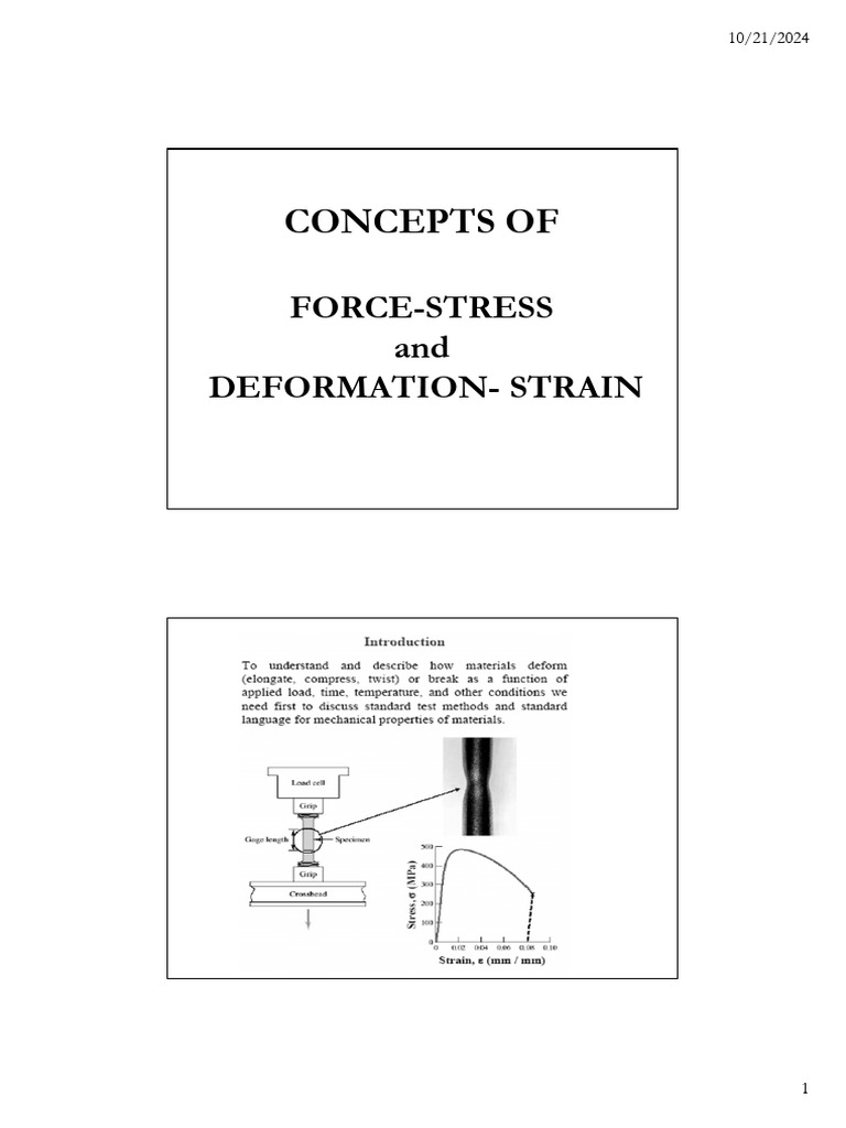 10.Concepts of Force-Stress and Deformation-Strain | PDF | Stress ...