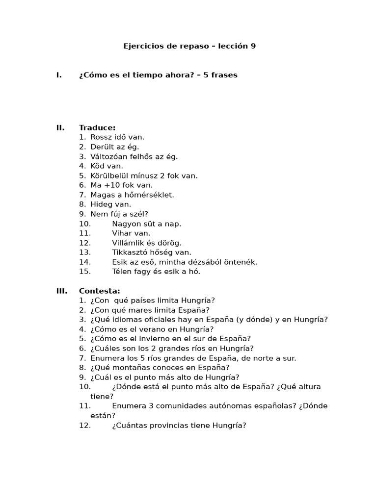 Ejercicios de Repaso Lección 9 | PDF