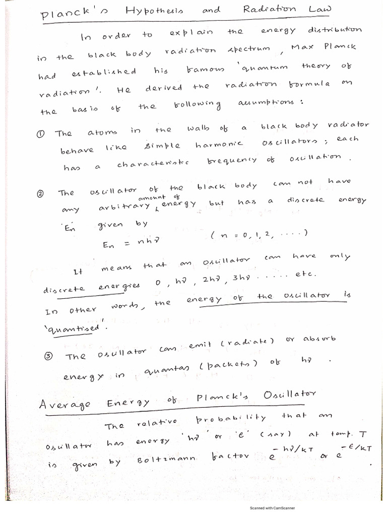 QM 2 Planck-S Law Etc | PDF