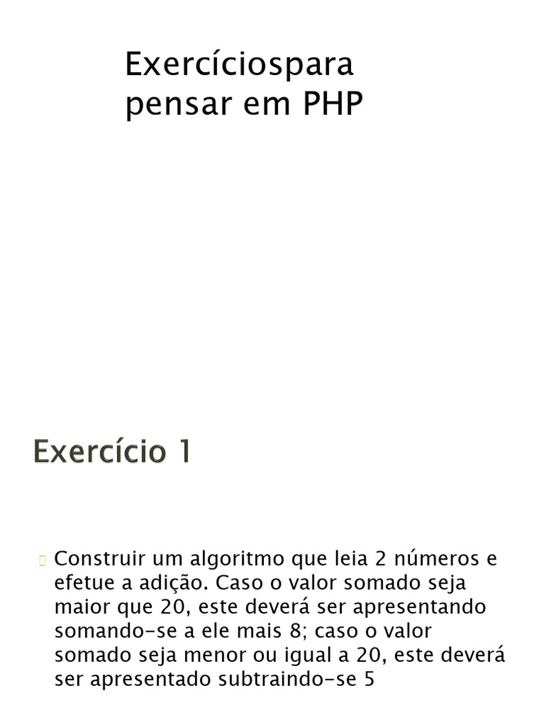 Exercicios para Pensar em PHP | PDF | Números | Algoritmos
