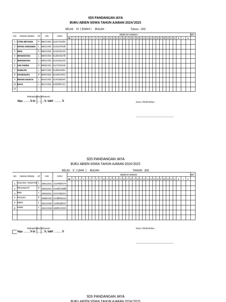Absen Siswa | PDF