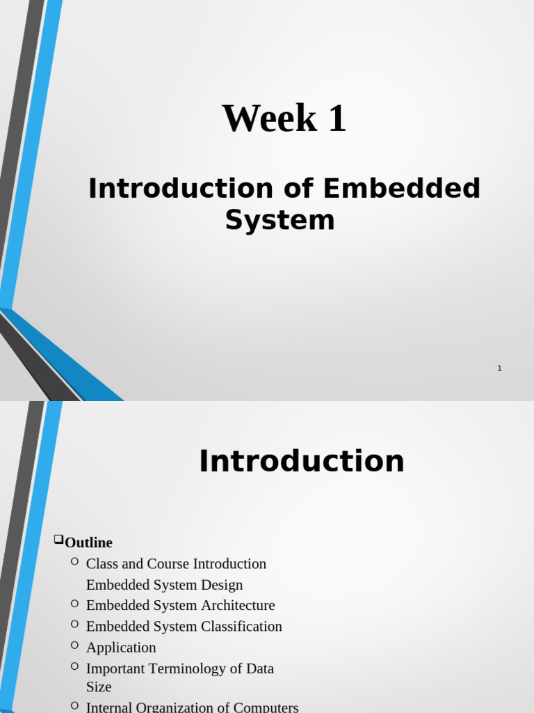 Week 1 Introduction to Embedded System | PDF | Microcontroller | Central Processing Unit