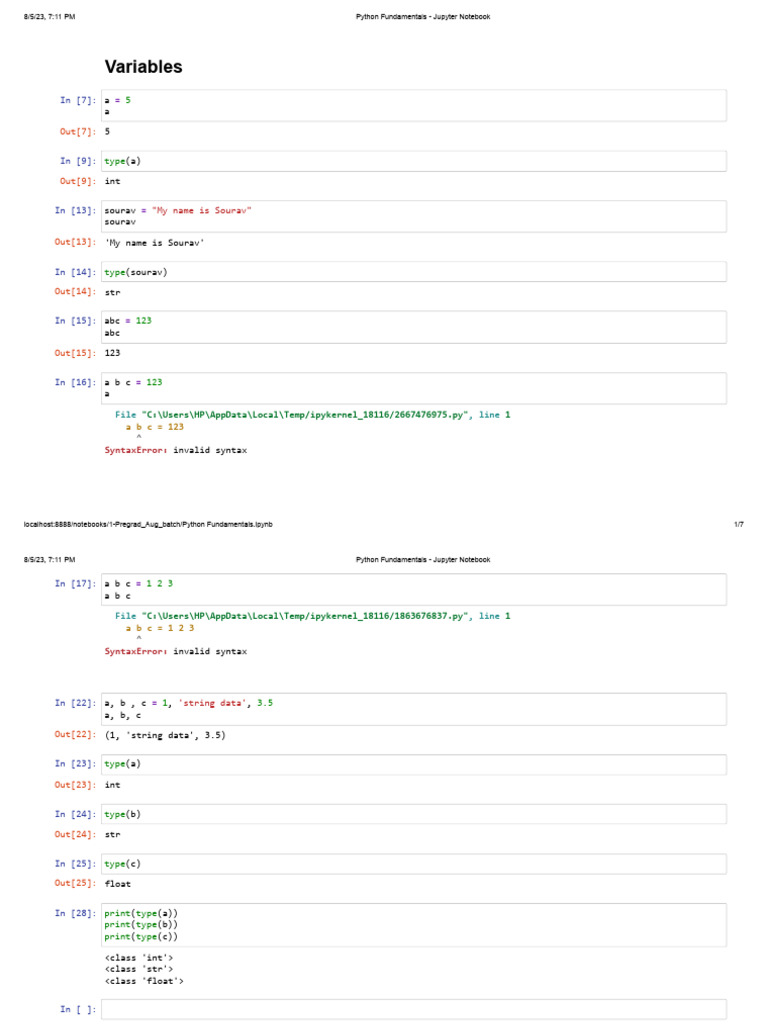 3) Python Fundamentals - Jupyter Notebook | PDF | Python (Programming ... 3) Python Fundamentals - Jupyter Notebook | PDF | Python (Programming ...