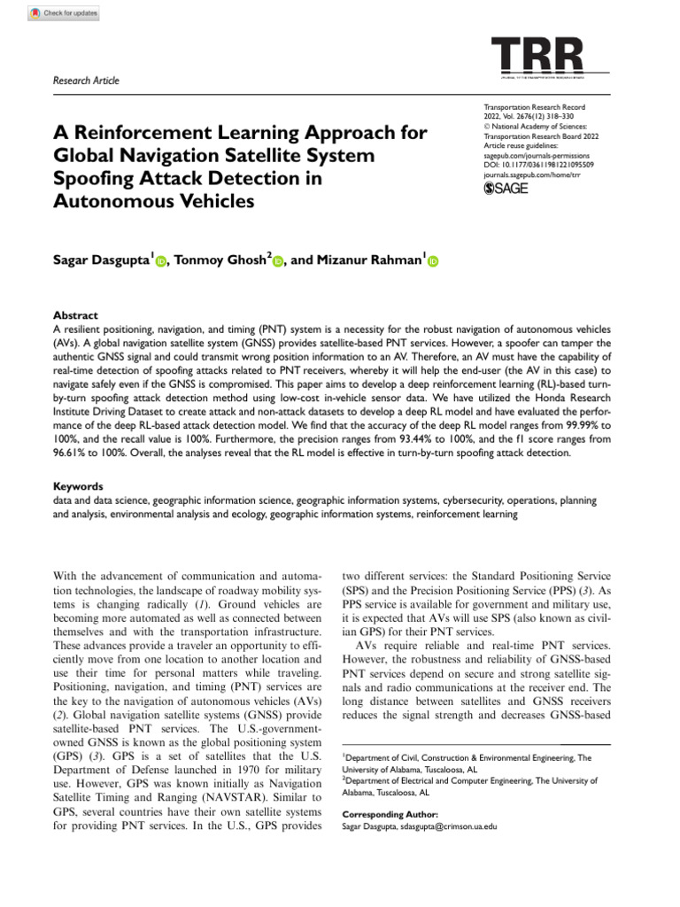 A Reinforcement Learning Approach for Global Navigation Satellite System Spoofing Attack ...