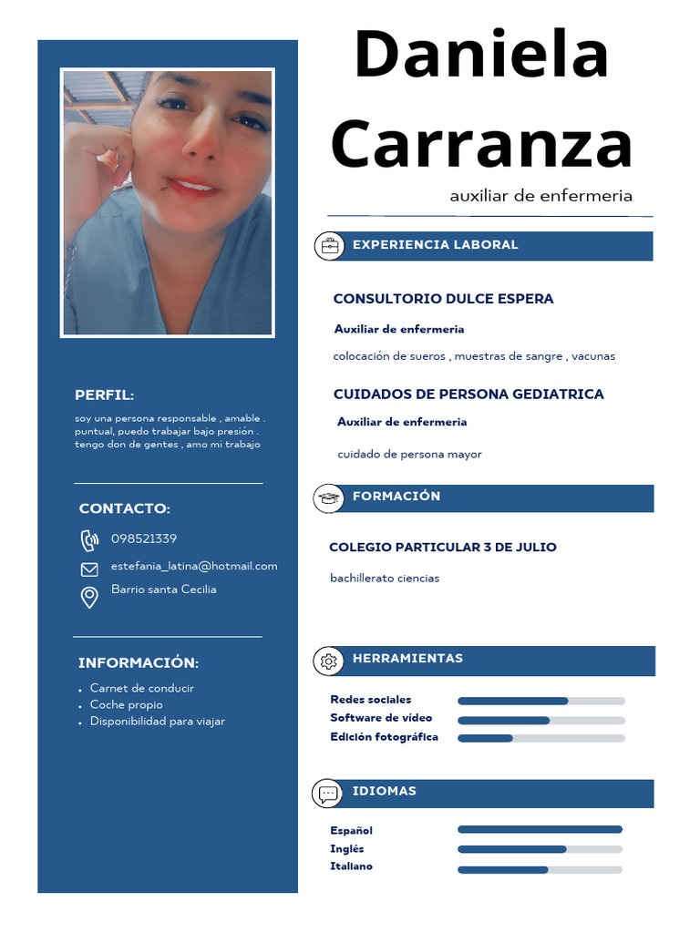 Currículum Vitae Cv DANIELA | PDF