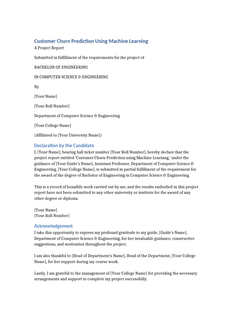 Customer Churn Prediction Report | PDF | Machine Learning | Accuracy ...
