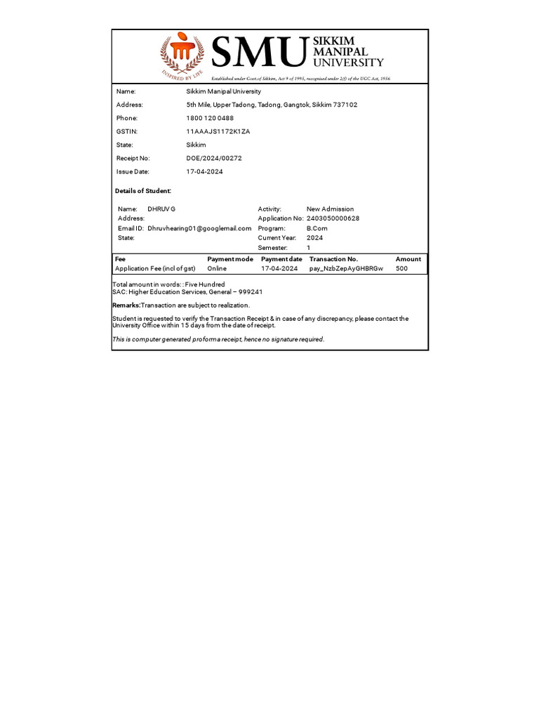 Dhruv Application Fee | PDF