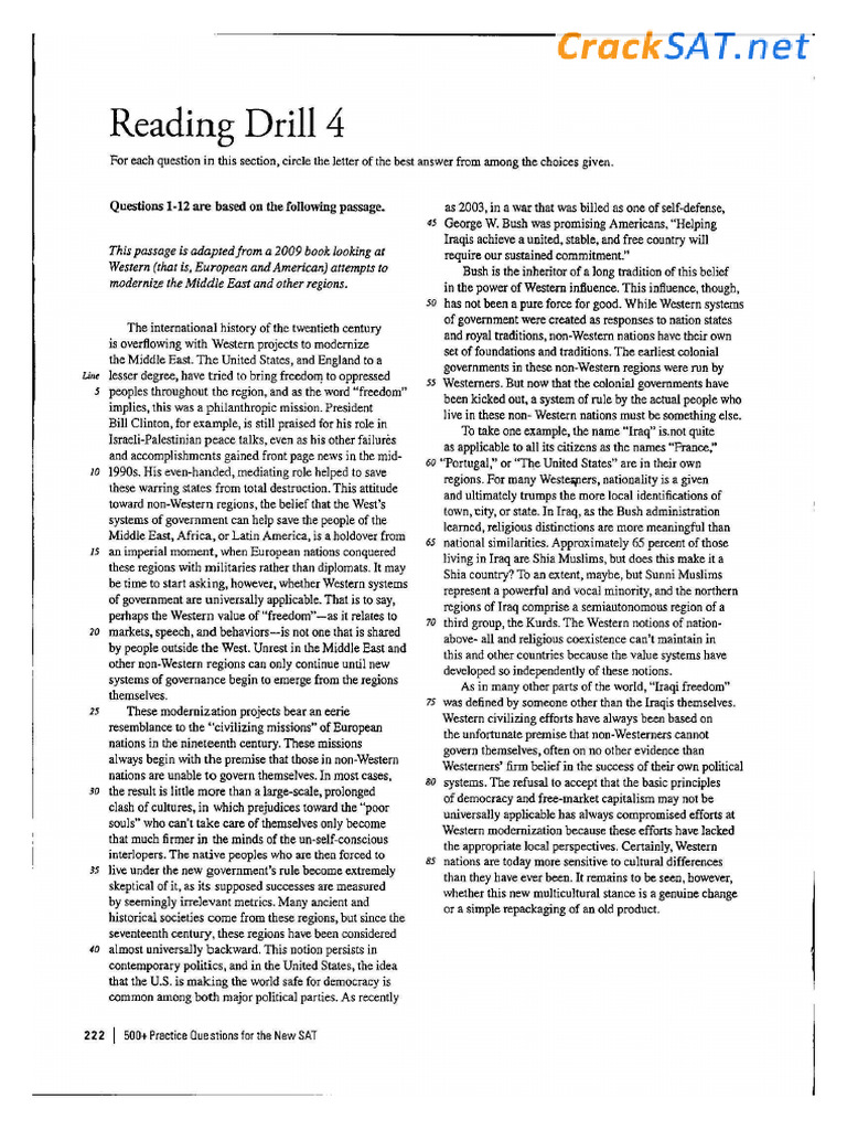 SAT Reading Practice Test 4 | PDF