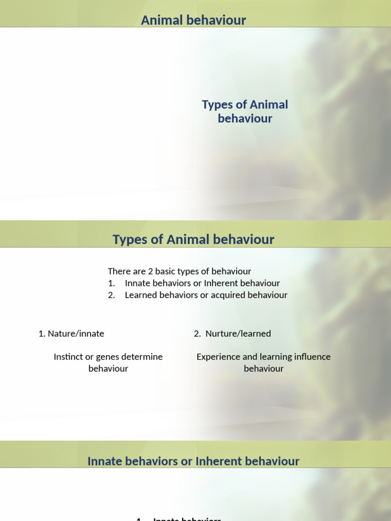 14. Types of Animal Behaviour | PDF
