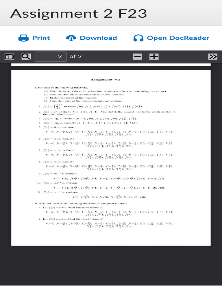 Assignment 2 F23 - MATH 101 - Calculus HC (U) (FP | PDF