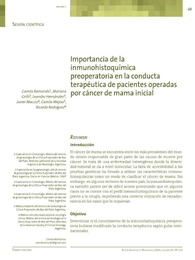 Revista - Mastologia - 159 6 Ramundo | PDF | Cuidado de la salud ...