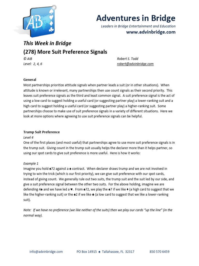 4 (278) More Suit Preference Signals | PDF | Tabletop Games | Consumer ...