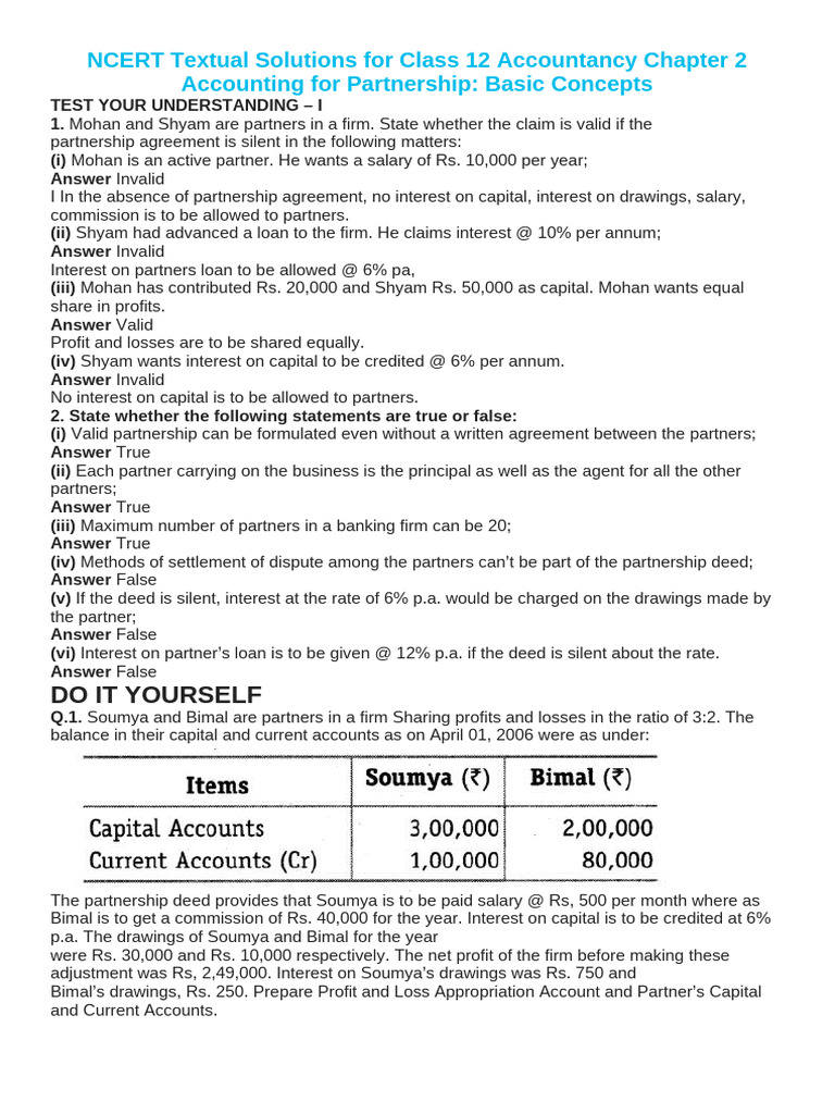 2 ACC CH-1 Accounting for Partnership | PDF | Partnership | Interest