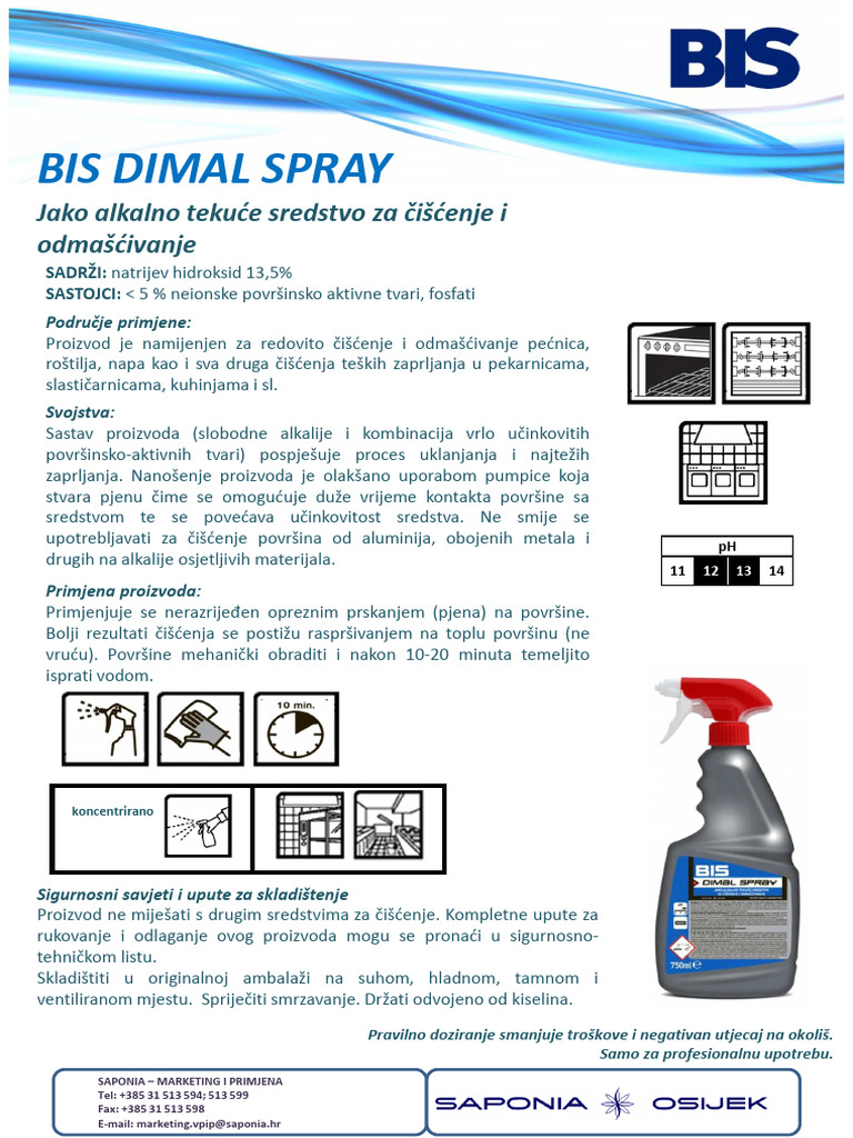 Tehnicka Uputa Bis Dimal Spray | PDF